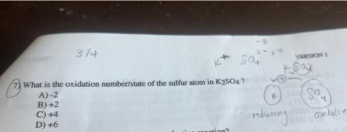 Solved What is the oxidation number/state of the sulfur atom | Chegg.com
