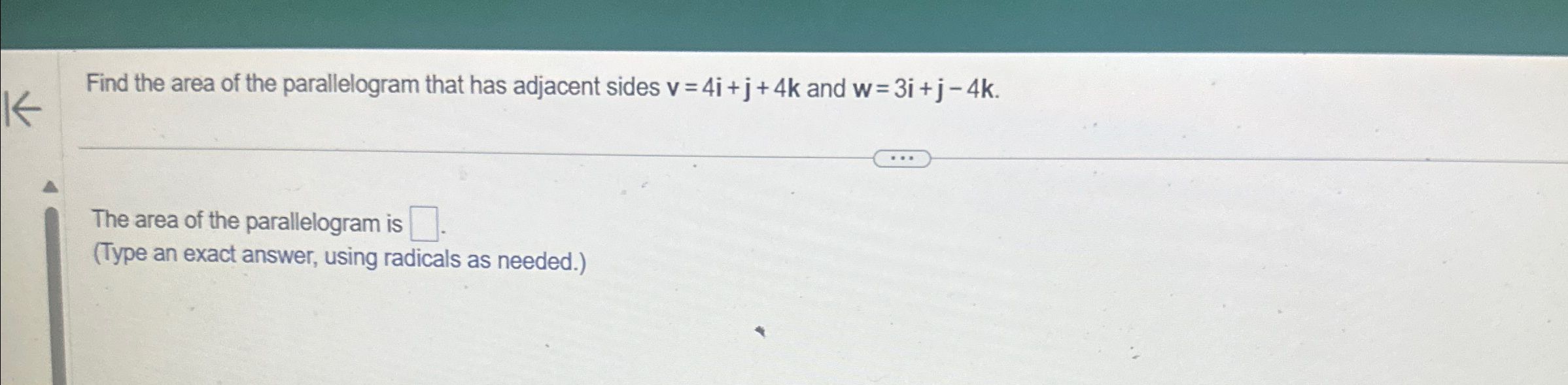 Solved Find the area of the parallelogram that has adjacent | Chegg.com
