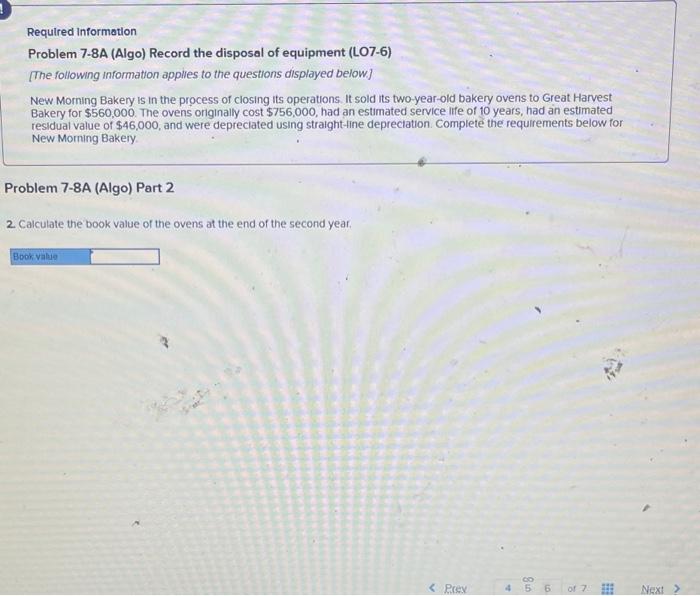Solved Requlred Information Problem 7-8A (Algo) Record the | Chegg.com