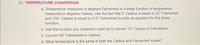55. TEMPERATURE CONVERSION a. Temperature measured in | Chegg.com