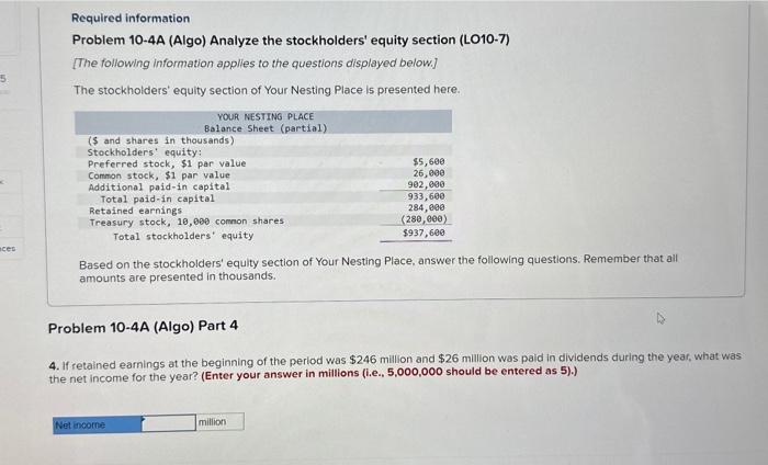 Solved Required information Problem 10-4A (Algo) Analyze the | Chegg.com