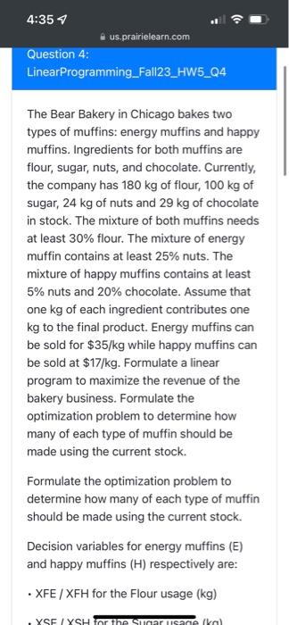 Solved Question 4: LinearProgramming_Fall23_HW5_Q4 The Bear | Chegg.com