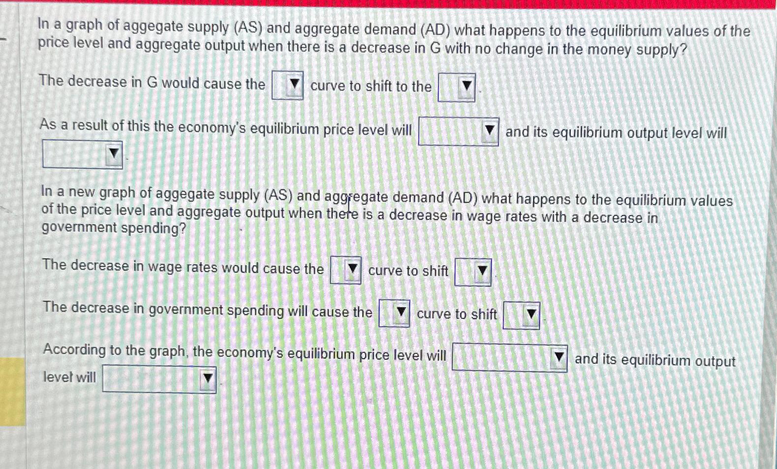 Solved In a graph of aggegate supply (AS) ﻿and aggregate | Chegg.com