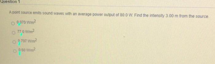 Solved Question 1 A point source emits sound waves with an | Chegg.com