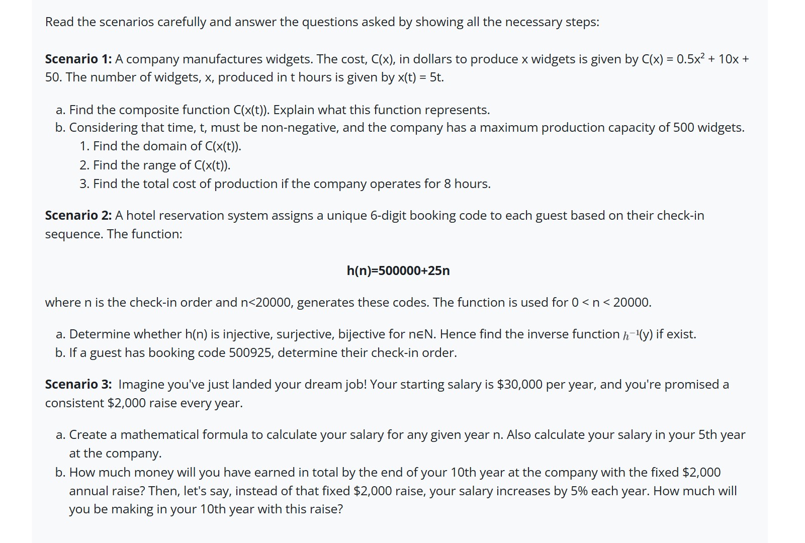 Solved DISCRETE MATHEMATICSRead the scenarios carefully and | Chegg.com