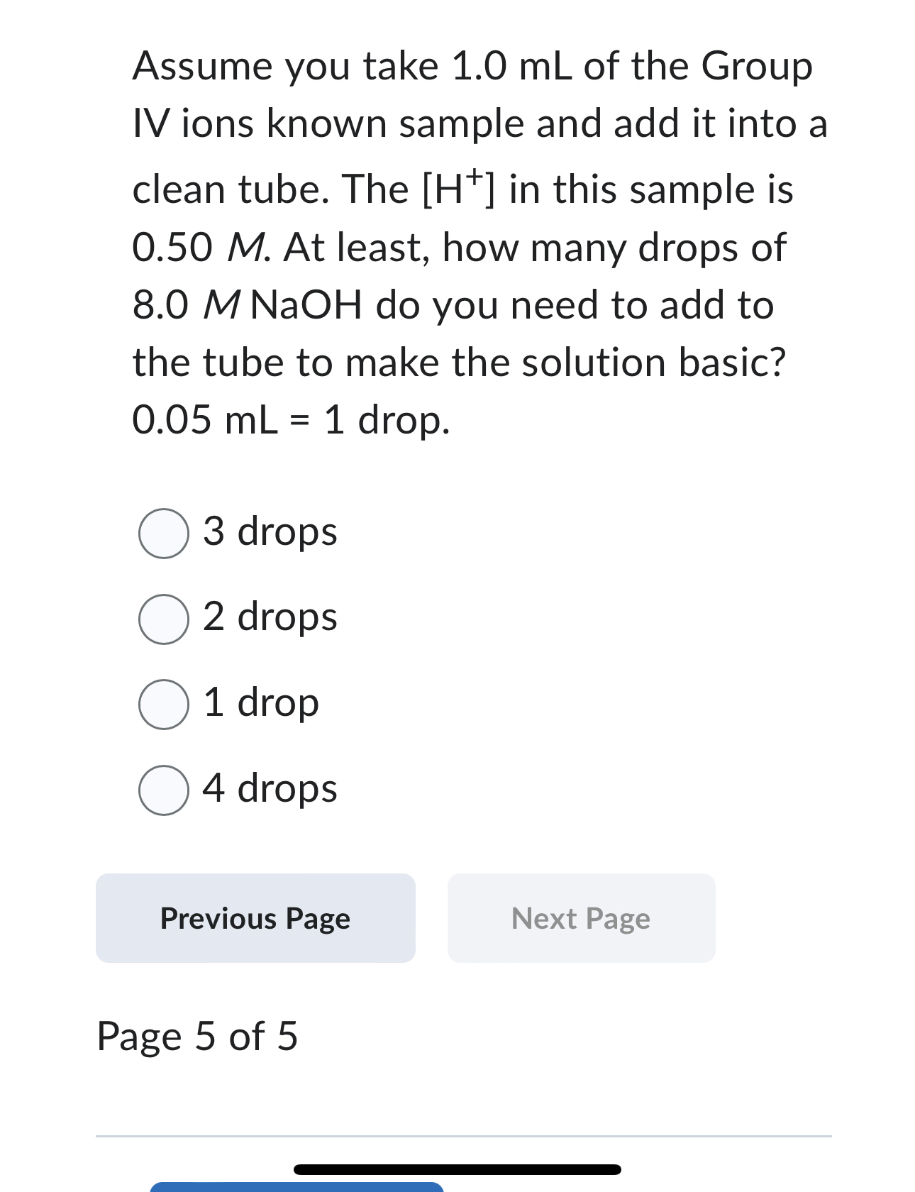 Solved Assume you take 1.0mL ﻿of the Group IV ions known | Chegg.com