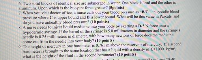 Solved 6. Two solid blocks of identical size are submerged | Chegg.com