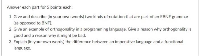 Solved Answer each part for 5 points each: 1. Give and | Chegg.com