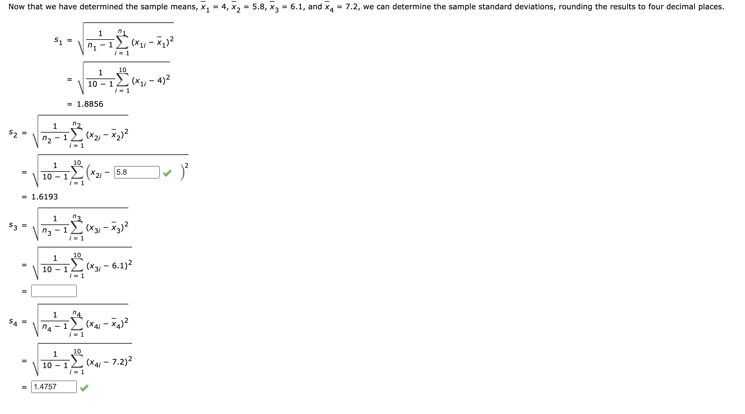 Solved Now that we have determined the sample means, | Chegg.com