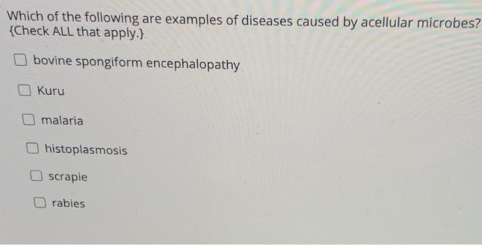 Solved Which of the following are examples of diseases | Chegg.com