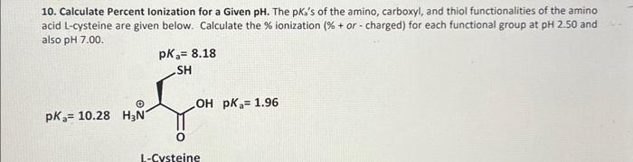 Solved 10. Calculate Percent Ionization for a Given pH. The | Chegg.com