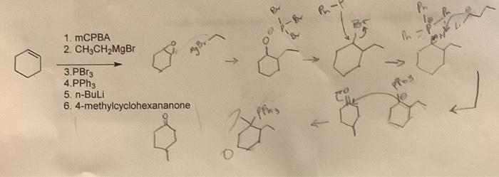 Solved Synthesis problem 1.mCPBA 2. CH3CH2MgBr 3. PBr3 4. | Chegg.com