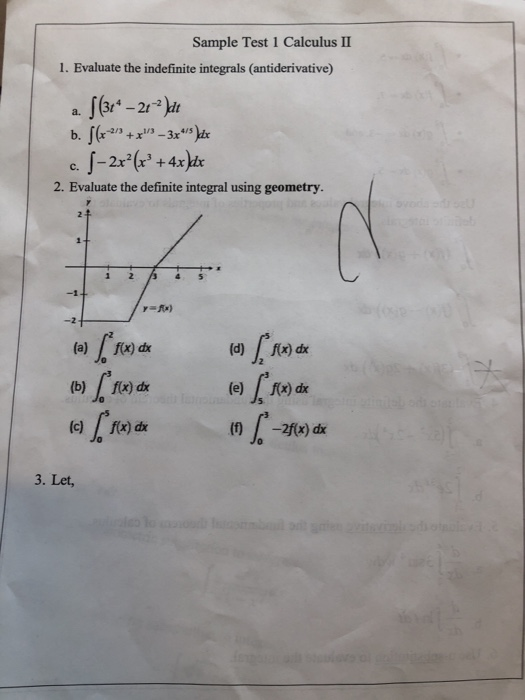 Solved Sample Test 1 Calculus II 1. Evaluate the indefinite | Chegg.com