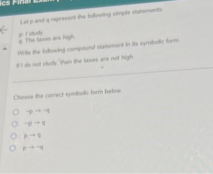 Solved Lel p and q represemt the following simple | Chegg.com