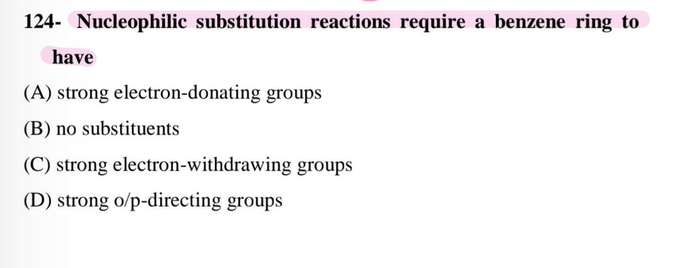 Solved 124- ﻿Nucleophilic substitution reactions require a | Chegg.com