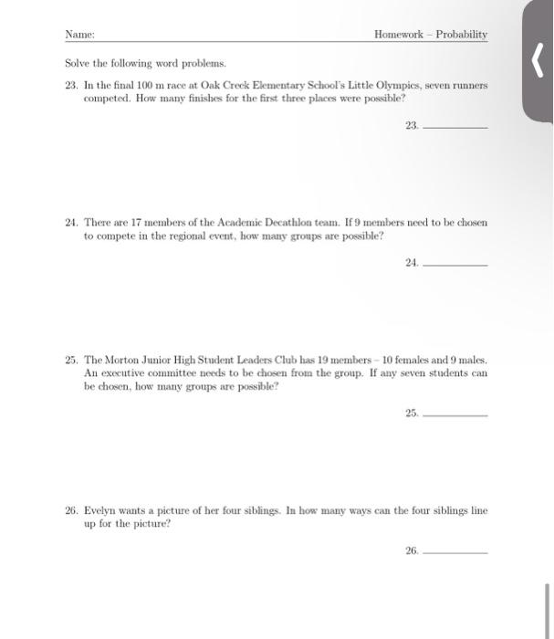 Solved Solve the following word problems. 23. In the final | Chegg.com