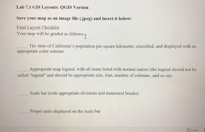 Lab 7.1 GIS Layouts: QGIS Version Save your map as an | Chegg.com