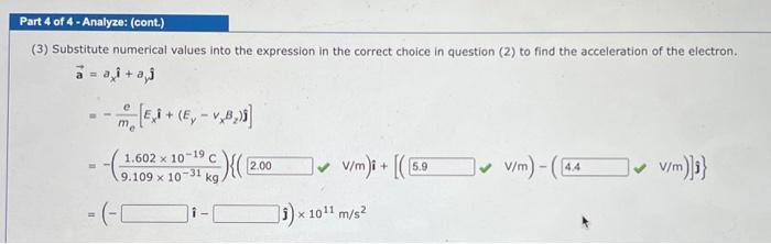 Solved (3) Substitute numerical values into the expression | Chegg.com