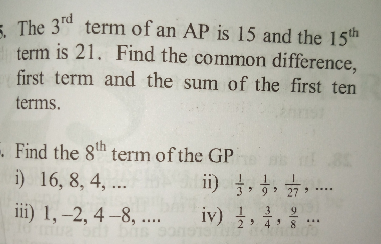 Solved The 3rd ﻿term of an AP is 15 ﻿and the 15th term | Chegg.com