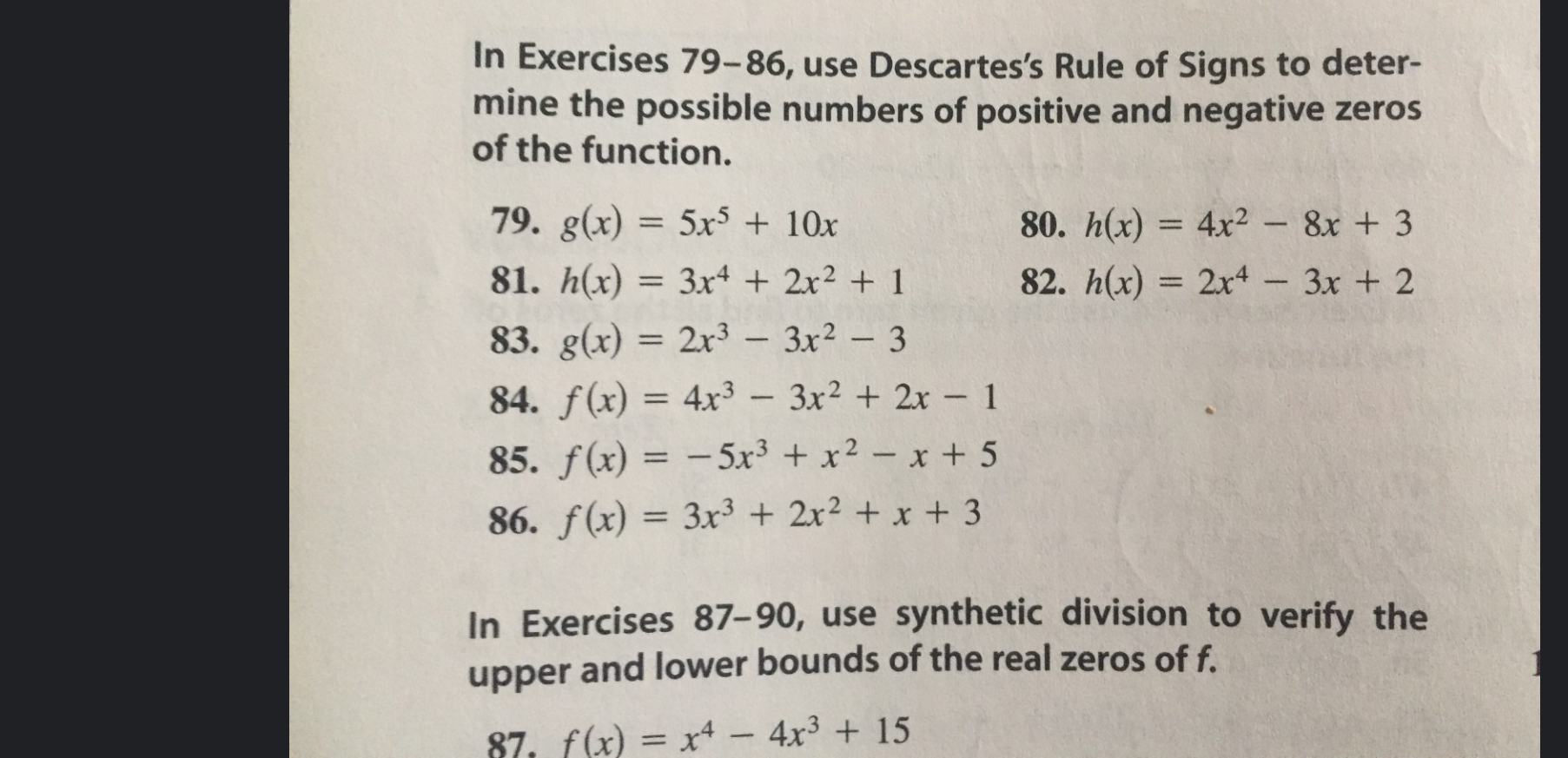 Solved In Exercises 79-86, use Descartes's Rule of Signs to | Chegg.com