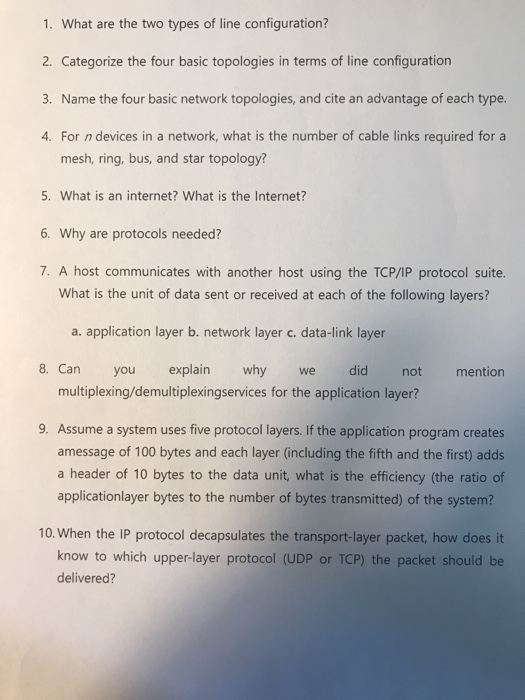 Solved 1. What are the two types of line configuration? 2. | Chegg.com