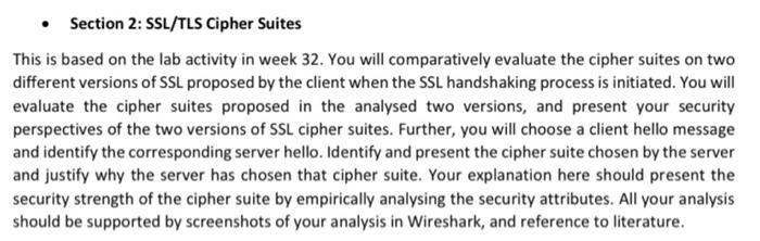 Solved • Section 2: SSL/TLS Cipher Suites This is based on | Chegg.com