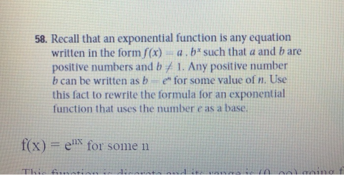 Solved 58. Recall that an exponential function is any | Chegg.com