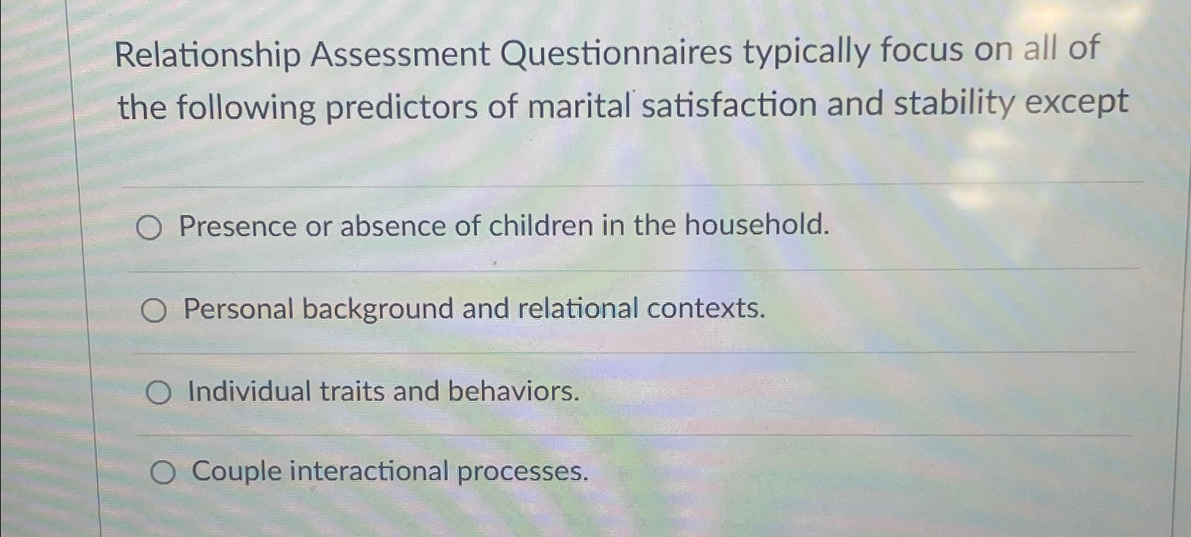 Solved Relationship Assessment Questionnaires typically | Chegg.com