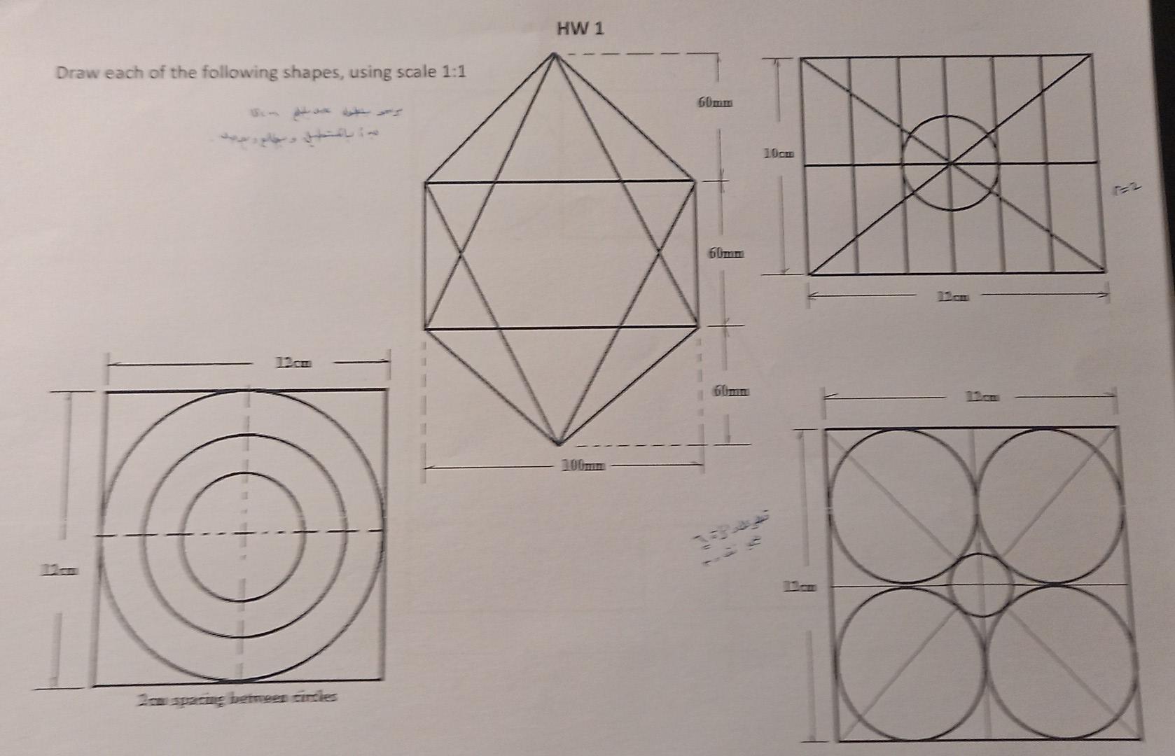 Solved HW 1 Draw each of the following shapes, using scale | Chegg.com