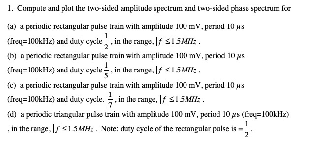 Solved 1 Compute And Plot The Two Sided Amplitude Spectrum 9312
