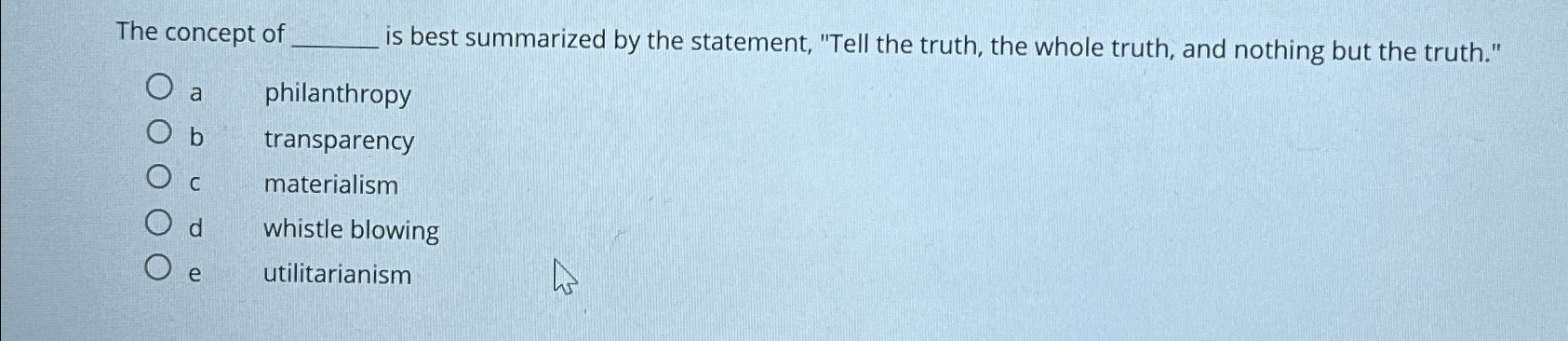 Solved The concept of is best summarized by the statement, | Chegg.com