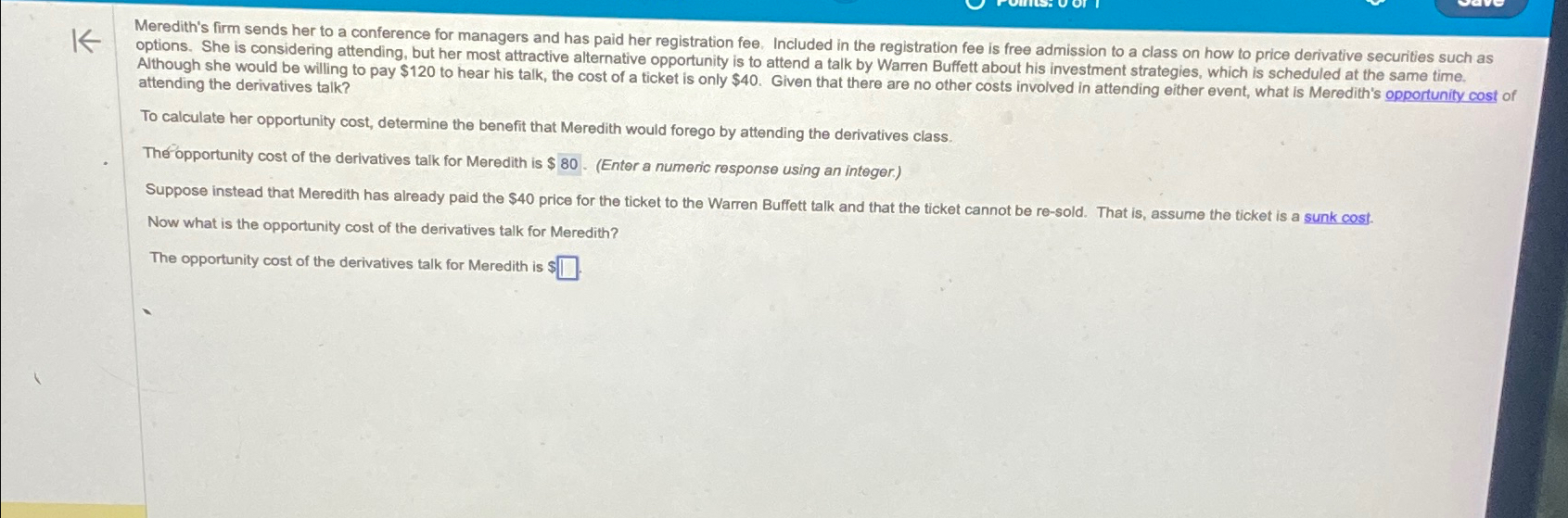 Solved attending the derivatives talk?To calculate her | Chegg.com