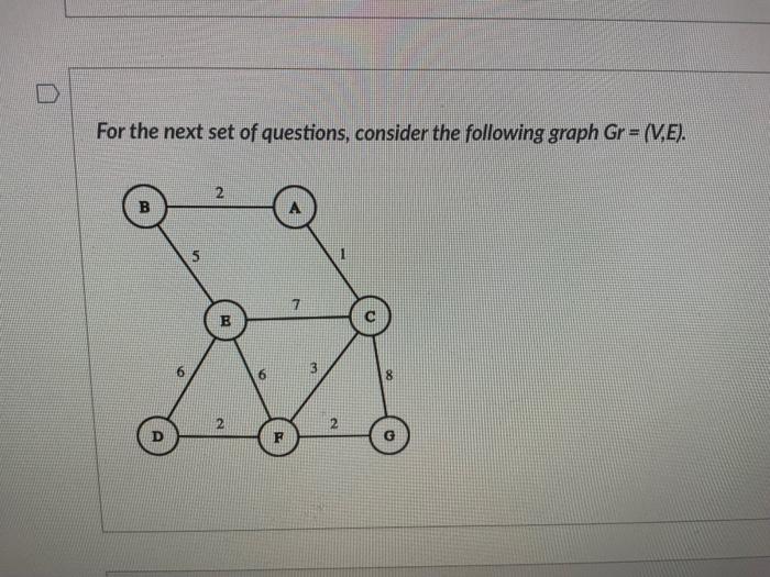 Solved For the next set of questions, consider the following | Chegg.com