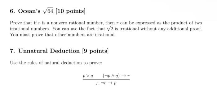 Solved 6. Ocean's 64 [10 points] Prove that if r is a | Chegg.com
