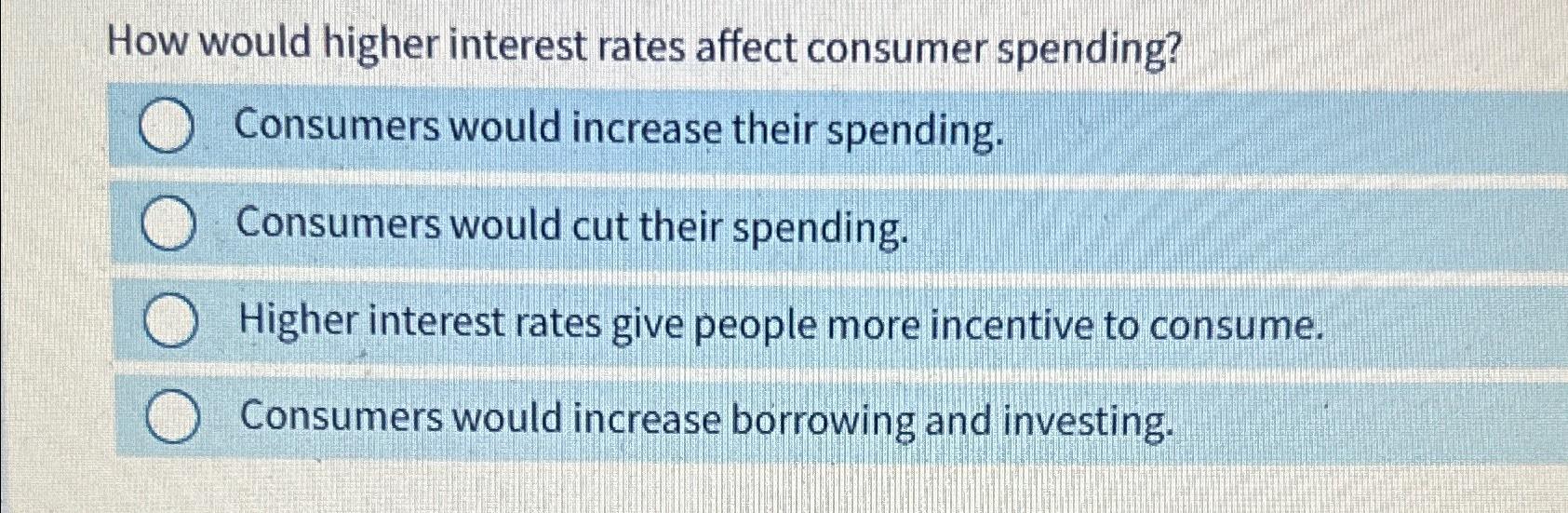 Solved How would higher interest rates affect consumer | Chegg.com