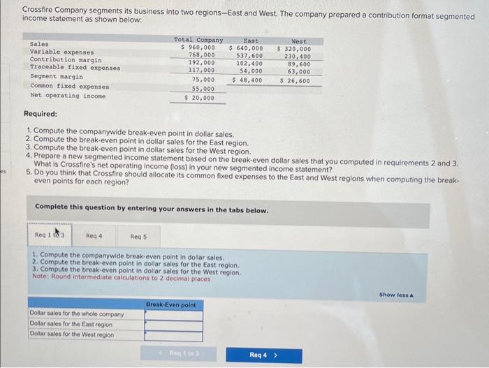 Solved Crossfire Company segments its business into two | Chegg.com