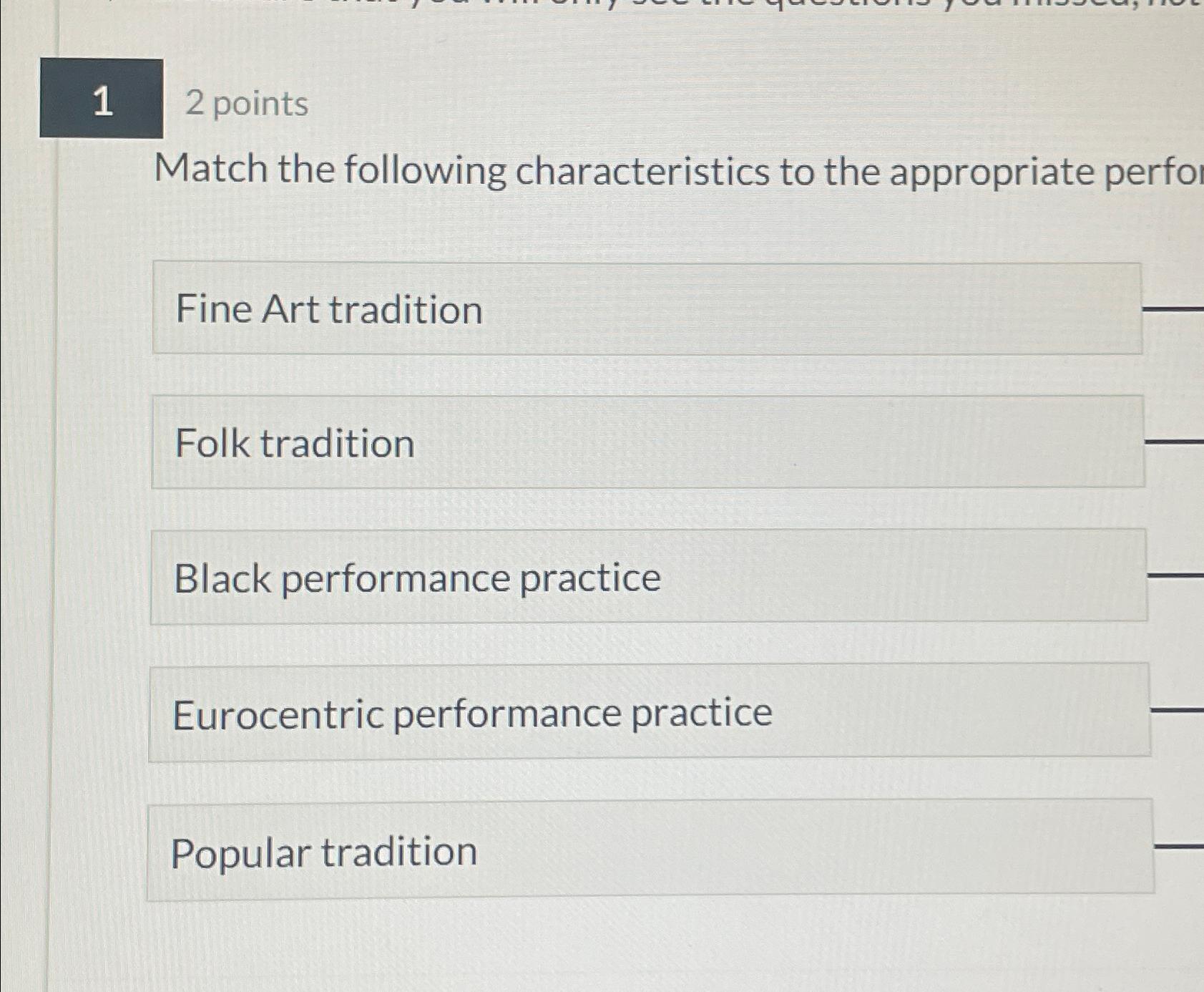 Solved 12 ﻿pointsMatch the following characteristics to the | Chegg.com