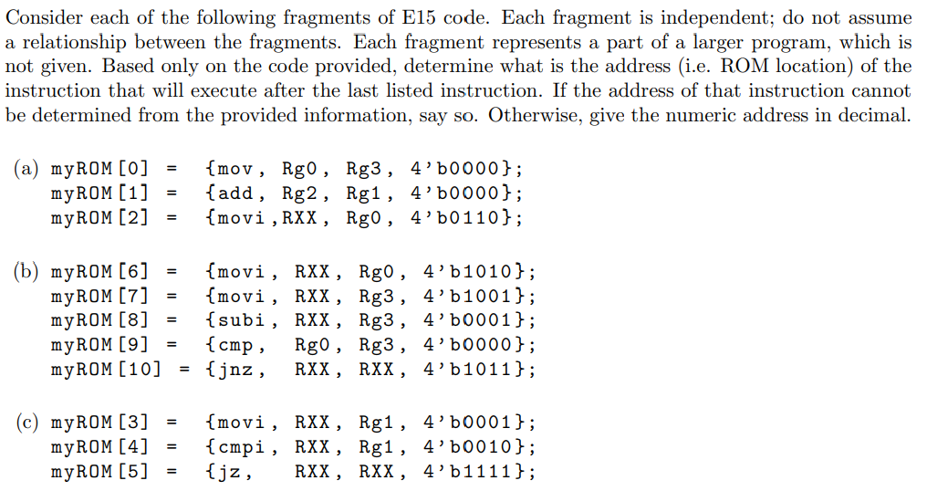 Solved Consider each of the following fragments of E15 | Chegg.com