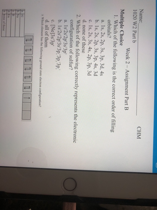 Solved Name: CHM 1020 W2 Part b Week 2 - Assignment Part B | Chegg.com