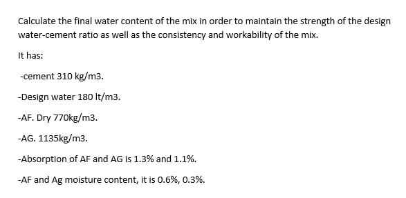 Solved Calculate the final water content of the mix in order | Chegg.com