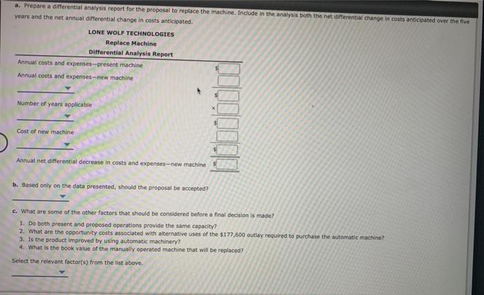 Solved Differential Analysis Report for Machine Replacement | Chegg.com