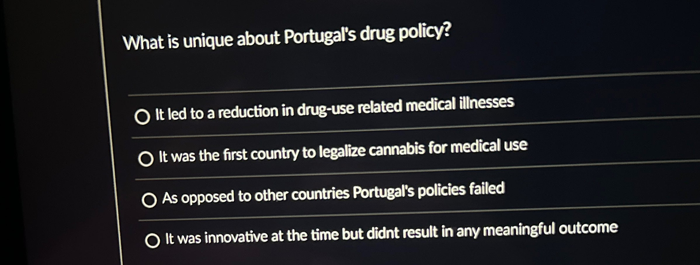 Solved What is unique about Portugal's drug policy?It led to | Chegg.com
