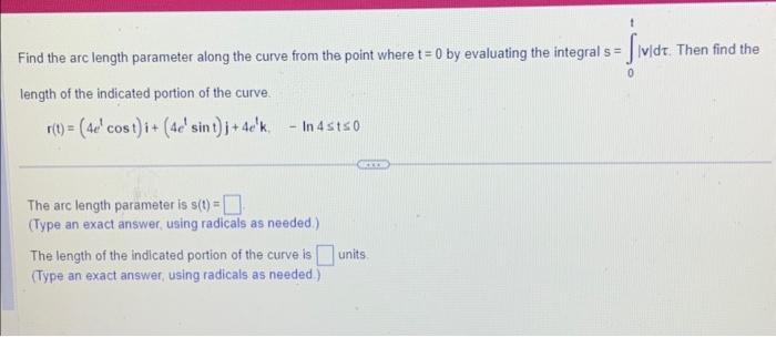 Solved Find the arc length parameter along the curve from | Chegg.com