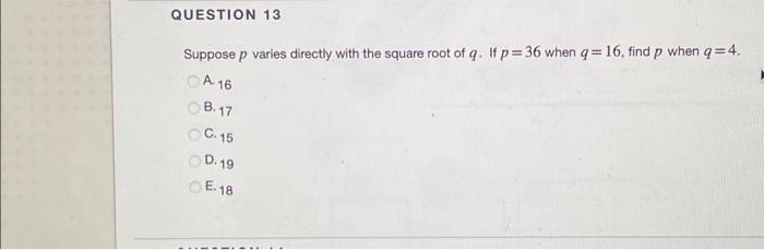 Solved Suppose p varies directly with the square root of q. | Chegg.com