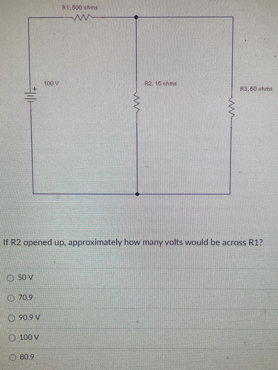 Solved If R2 ﻿opened up, ﻿approximately how many volts would | Chegg.com