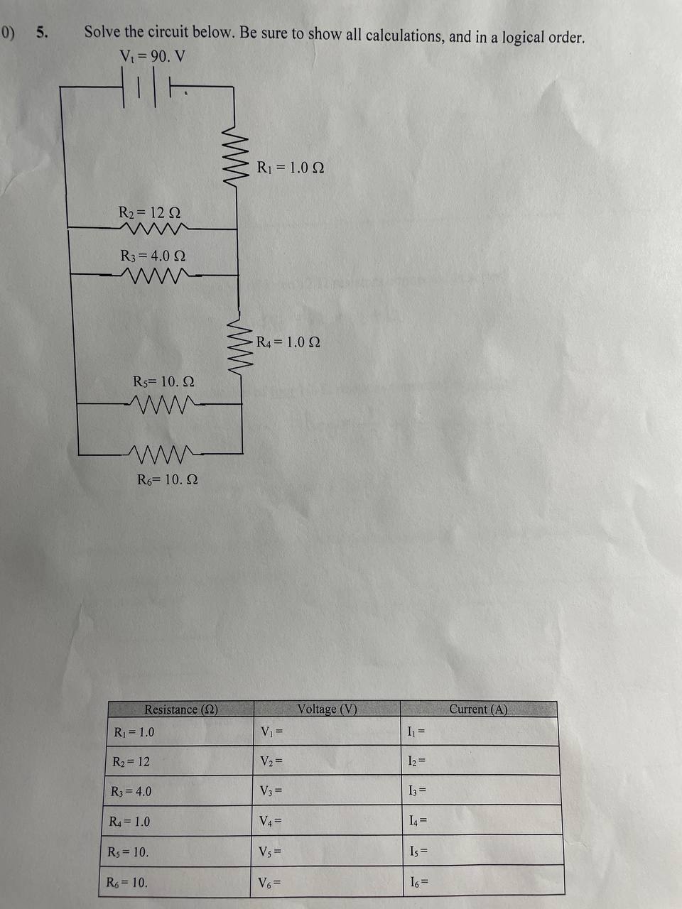 Solved Solve the circuit below. Be sure to show all | Chegg.com