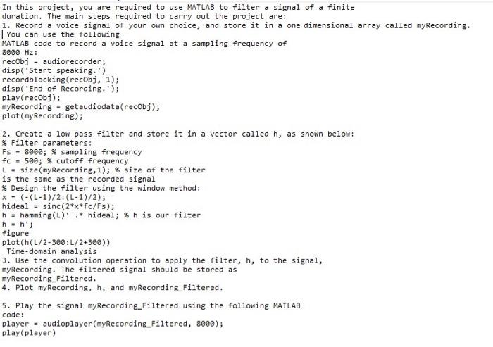 Solved In this project, you are required to use MATLAB to | Chegg.com