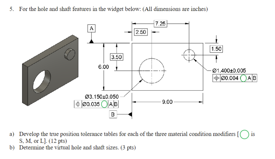 Solved For the hole and shaft features in the widget below: | Chegg.com