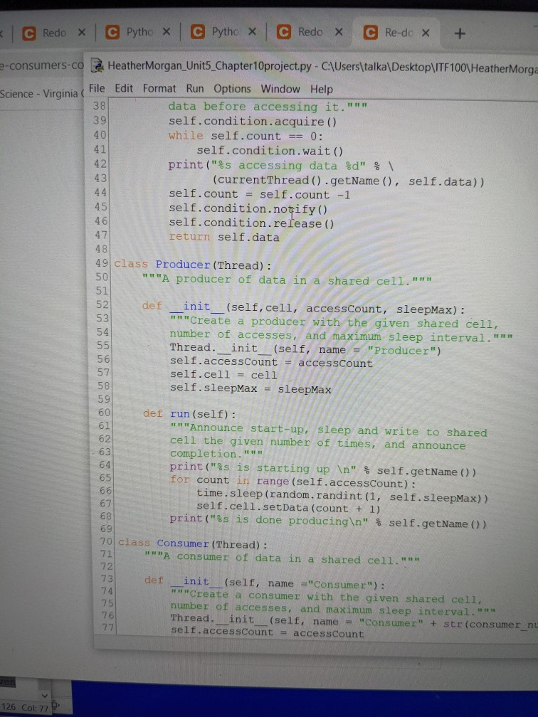 Re-do the producer/consumer program so that it allows | Chegg.com