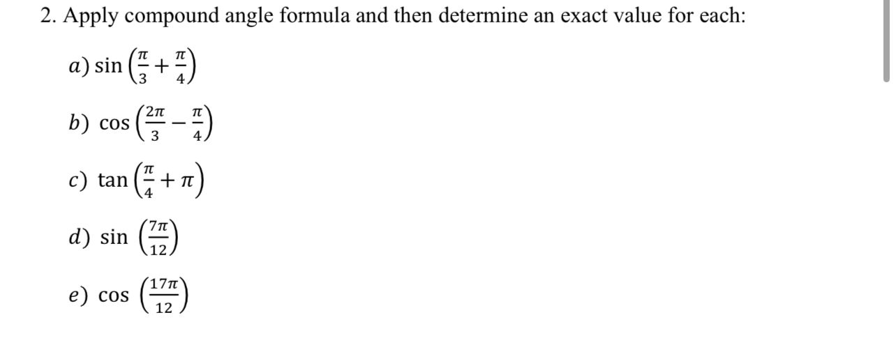 Solved Apply compound angle formula and then determine an | Chegg.com